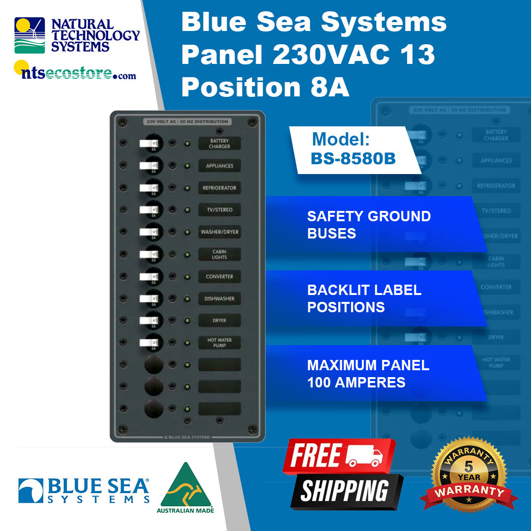 Blue Sea Systems Panel 230VAC 13 Position 8A (BS-8580B)