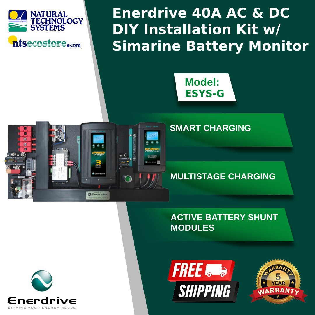 Enerdrive 40A AC-DC DIY Installation Kit Simarine Battery Monitor ESYS