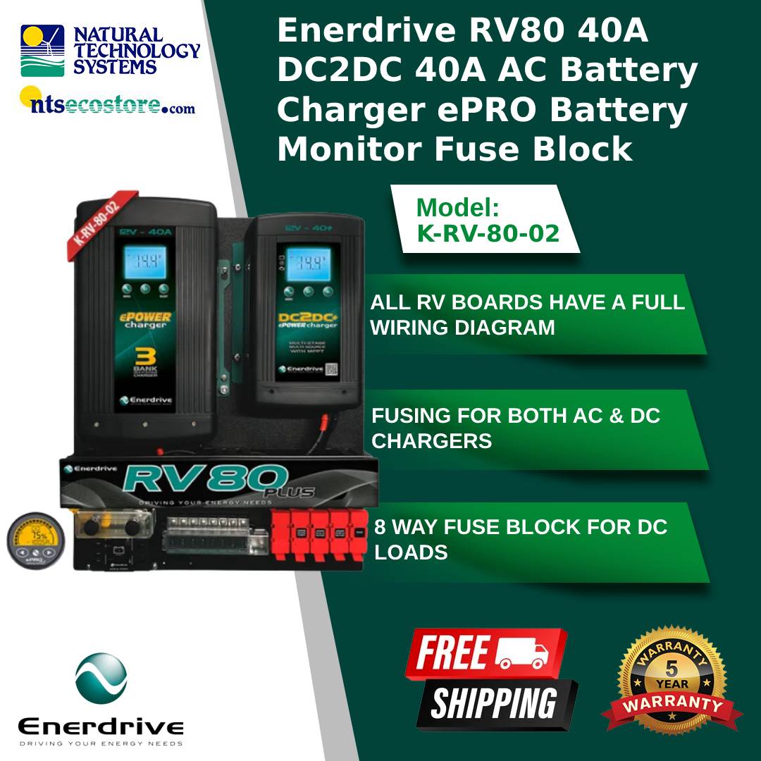 Enerdrive RV80 DIY Kit 40A AC Battery Charger Board Fuse Block K-RV-80